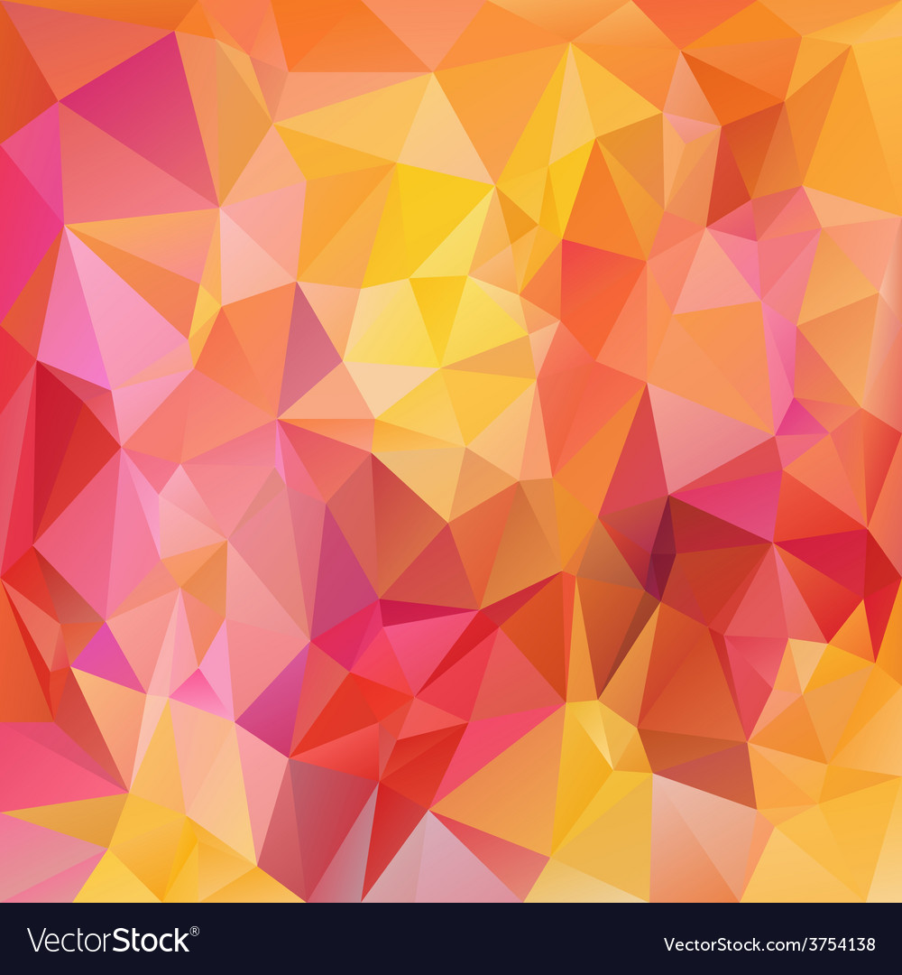 Pink yellow orange polygonal triangular pattern Vector Image