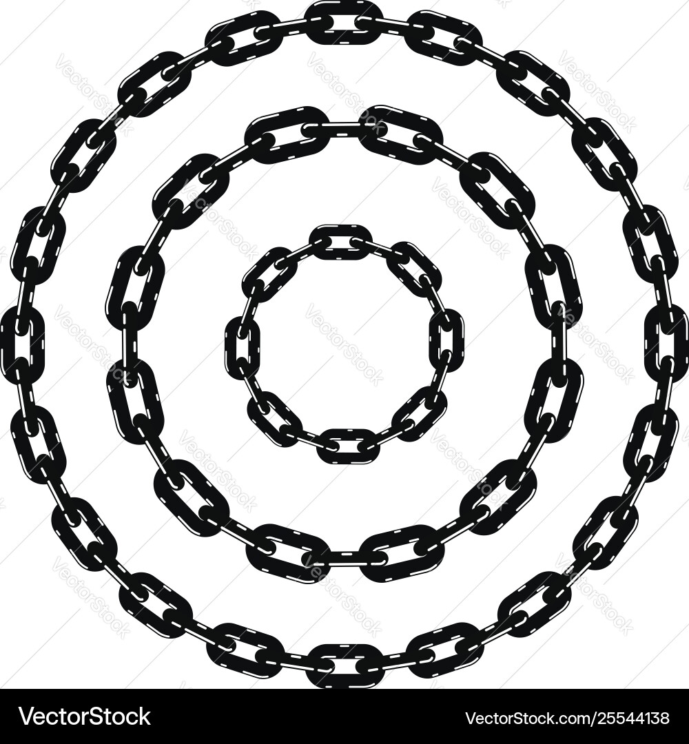 Set black and white metal chain borders Royalty Free Vector