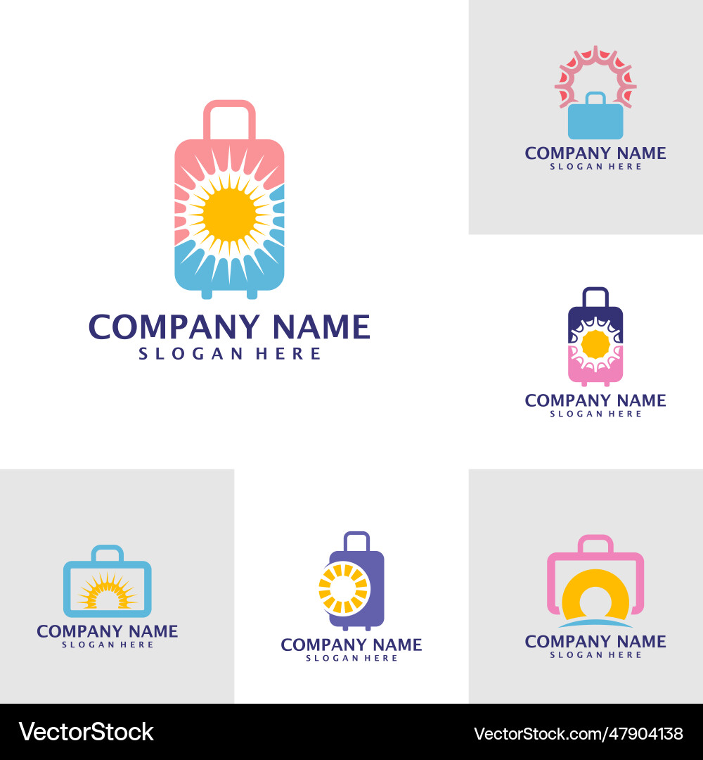 Set of sun suitcase logo design Royalty Free Vector Image