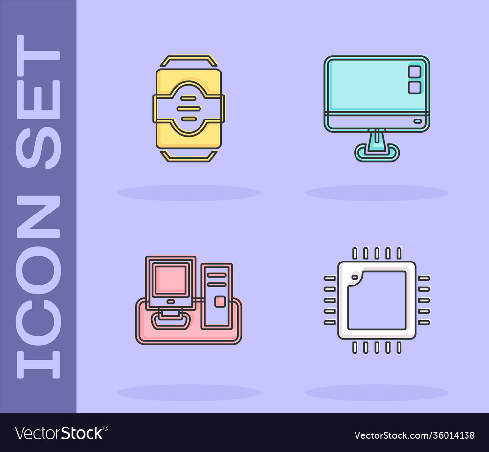 Set processor with cpu energy drink monitor Vector Image Set processor with cpu energy drink monitor Vector Image