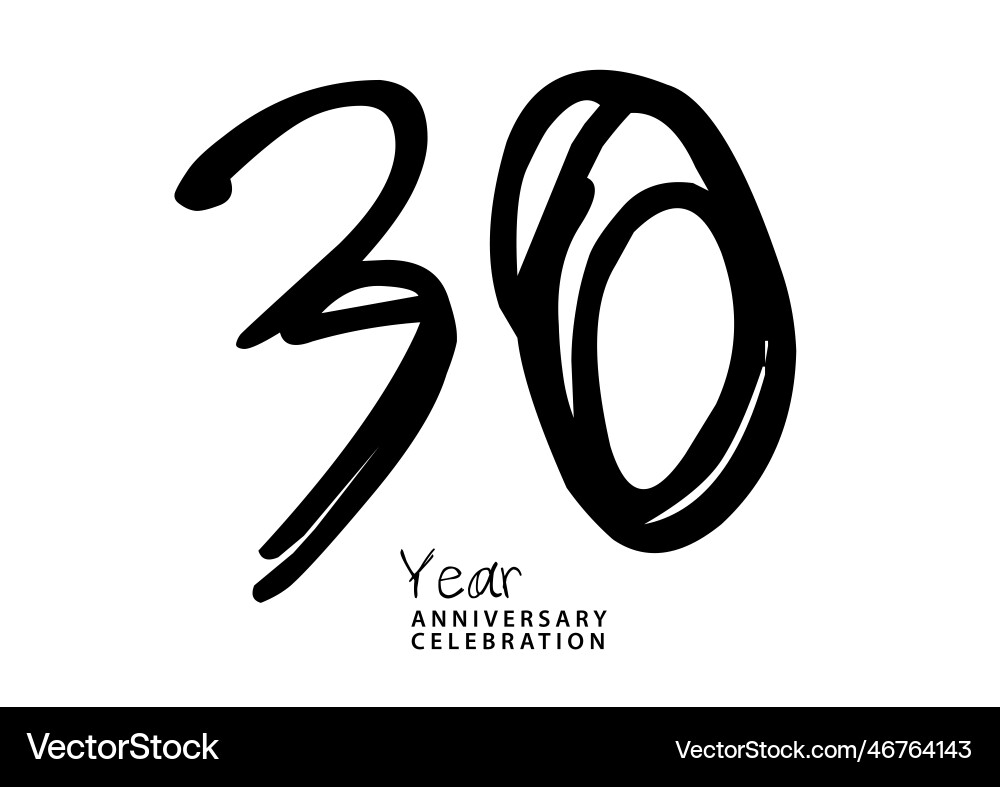 30 year anniversary celebration black color Vector Image
