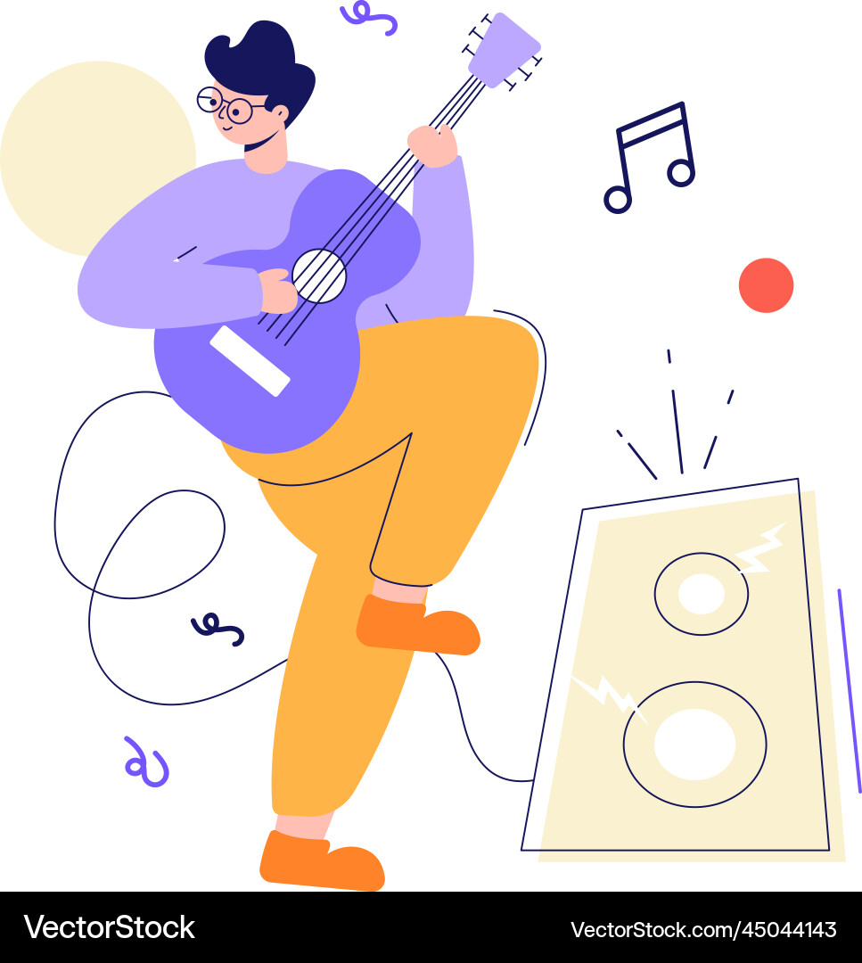 A modern flat of guitarist Royalty Free Vector Image