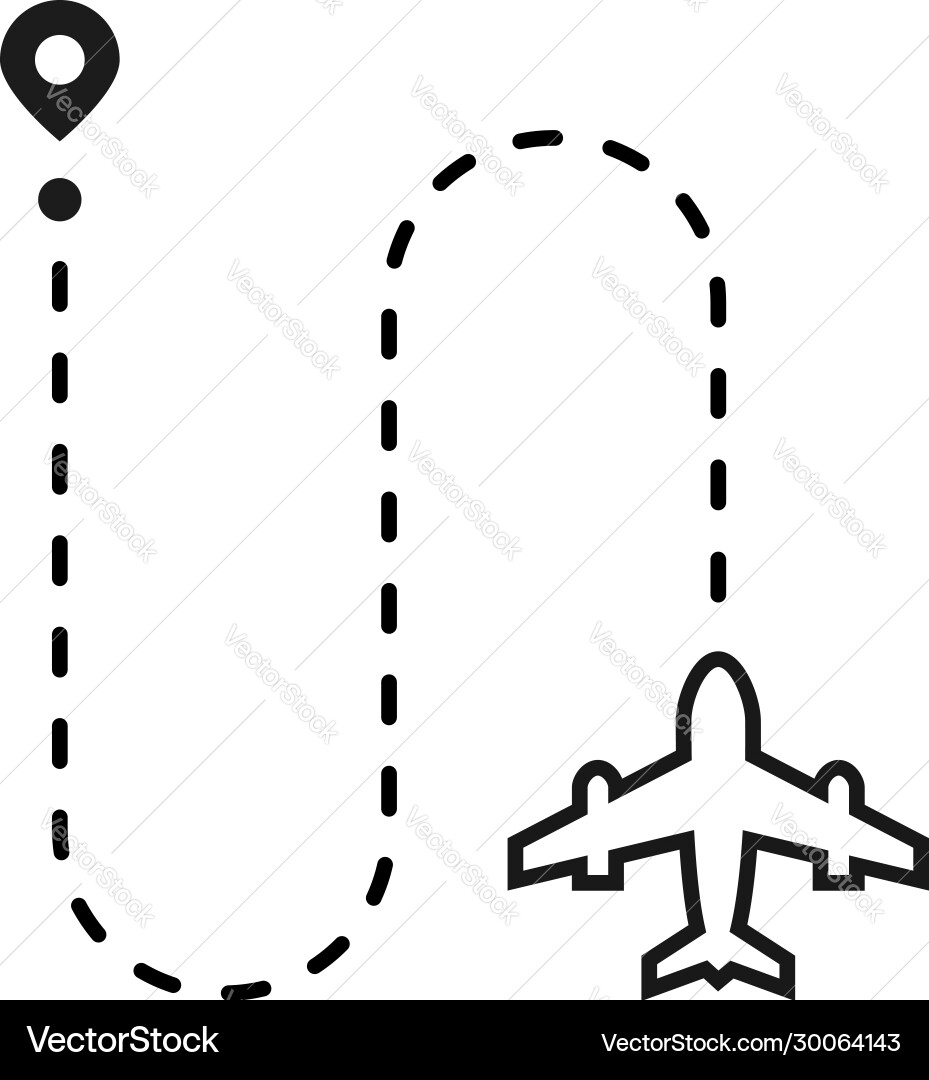 Airplane flight like travel route Royalty Free Vector Image