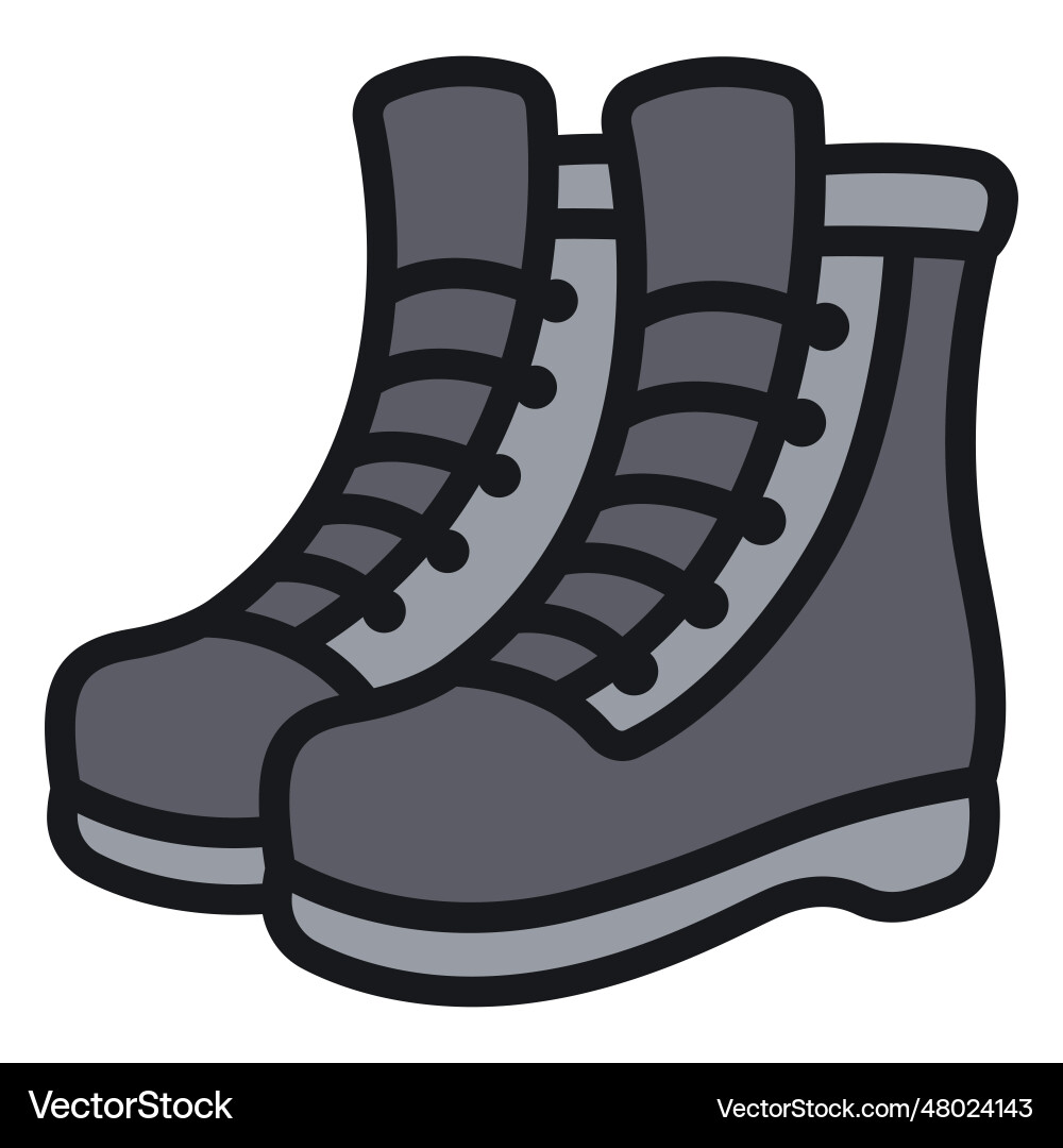 Color stroke simple pair of black boots Royalty Free Vector