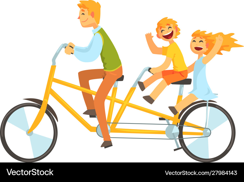 Parent cycling with his kid Royalty Free Vector Image