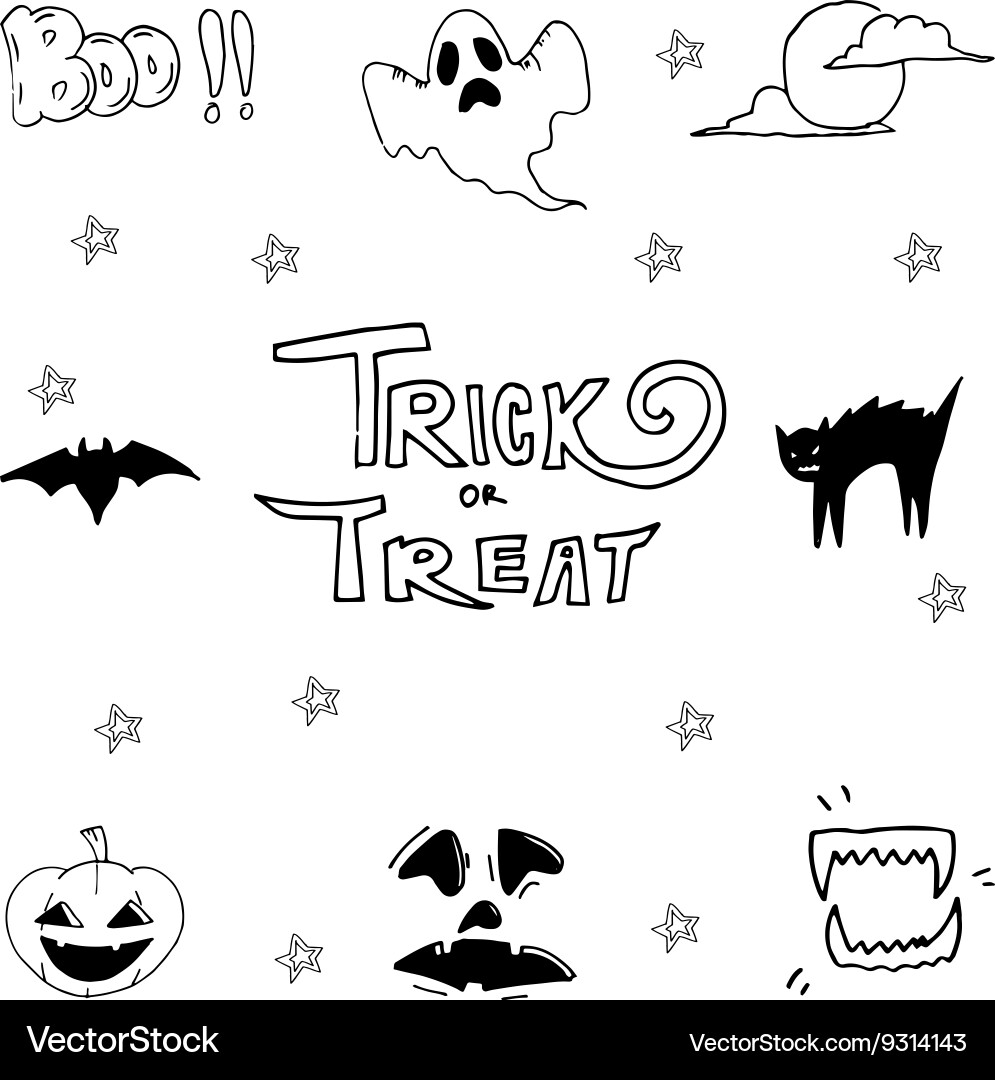 Set of halloween scary doodle Royalty Free Vector Image