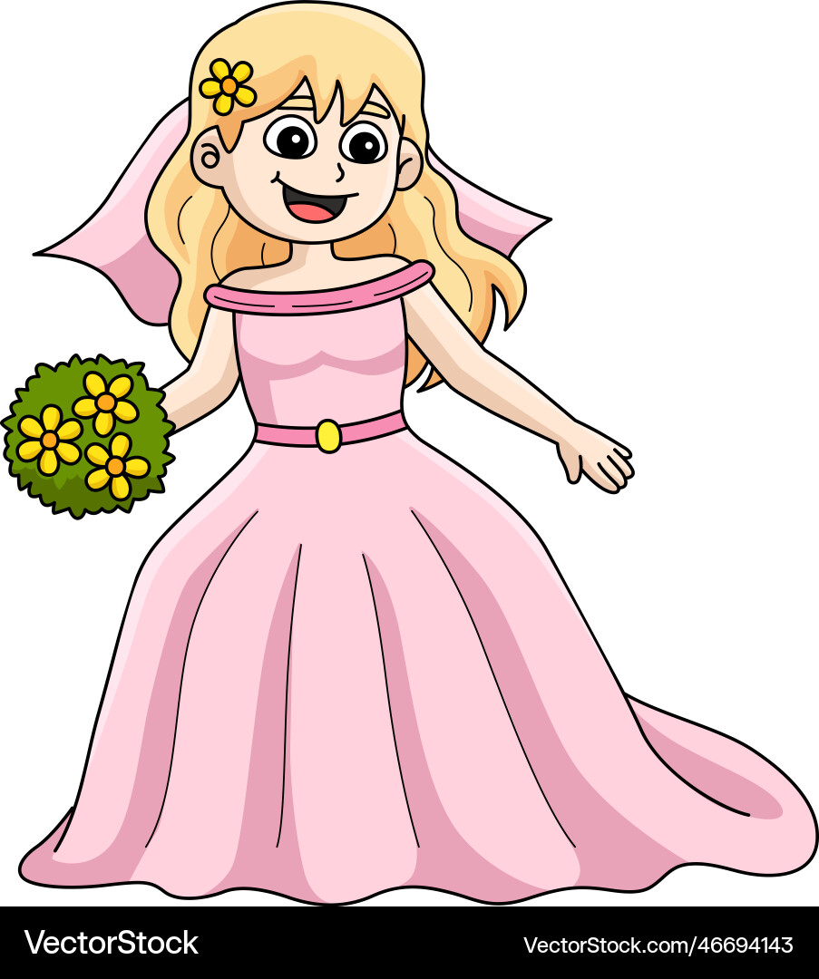 Wedding bride cartoon colored clipart Royalty Free Vector