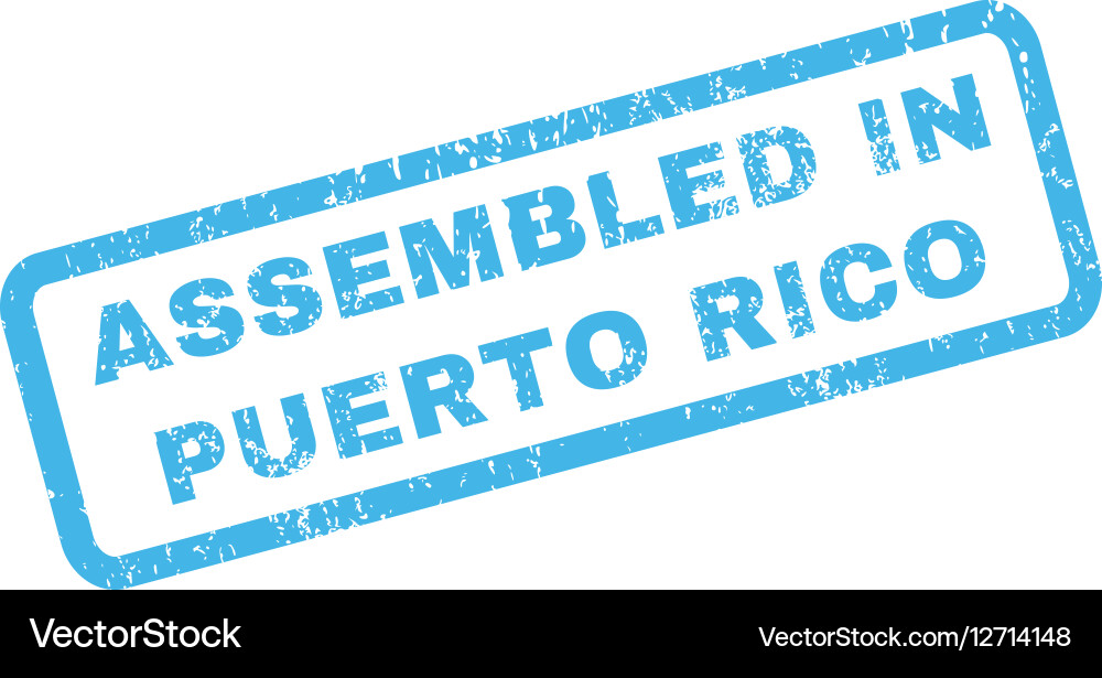 Assembled in puerto rico rubber stamp Royalty Free Vector