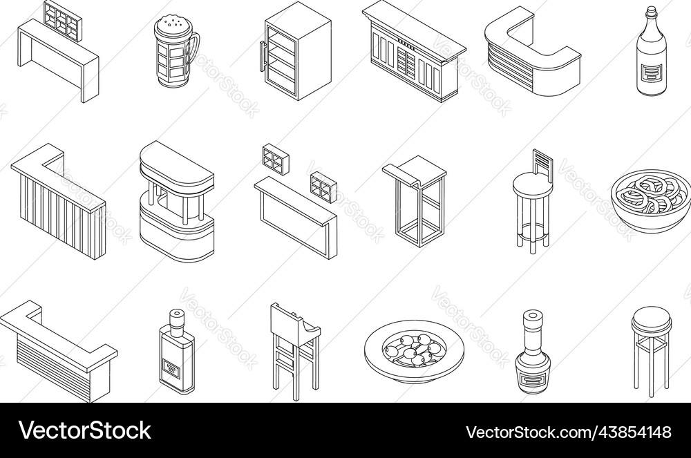 Bar counter icons set outline Royalty Free Vector Image