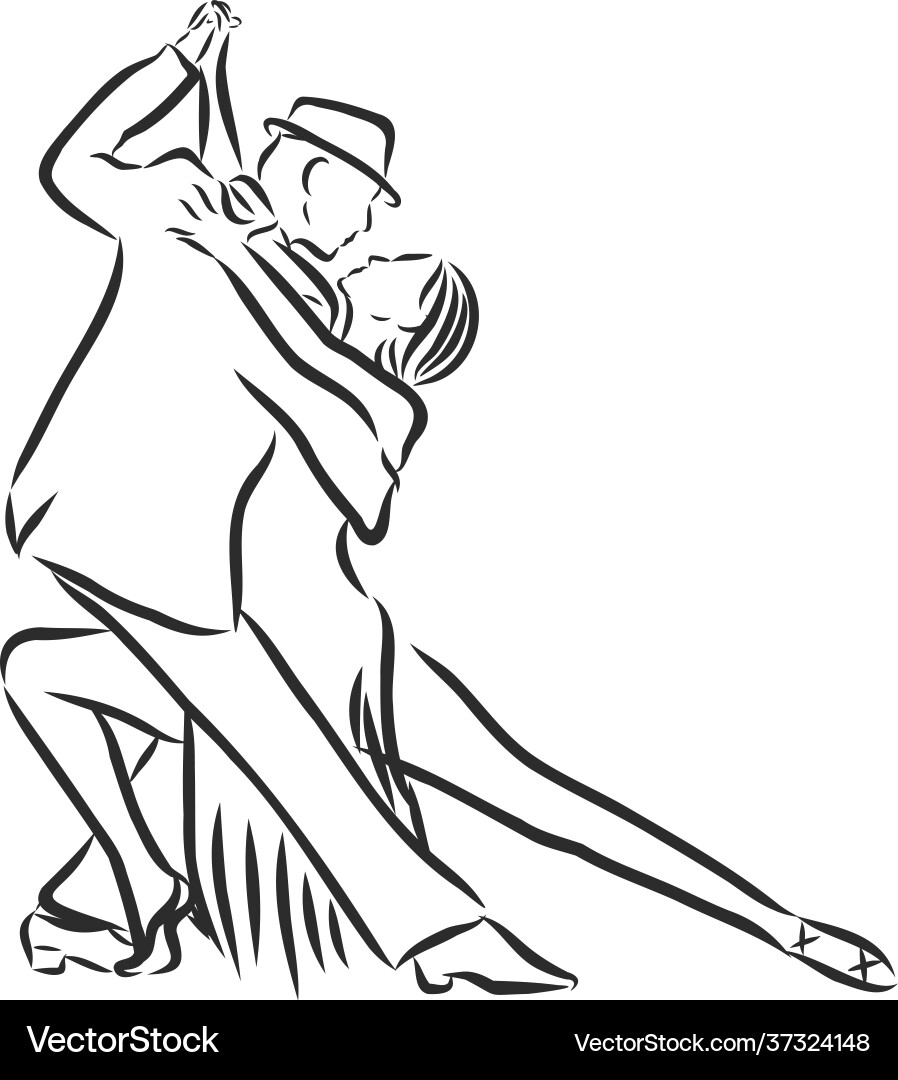 Couple latin dancers sketch Royalty Free Vector Image