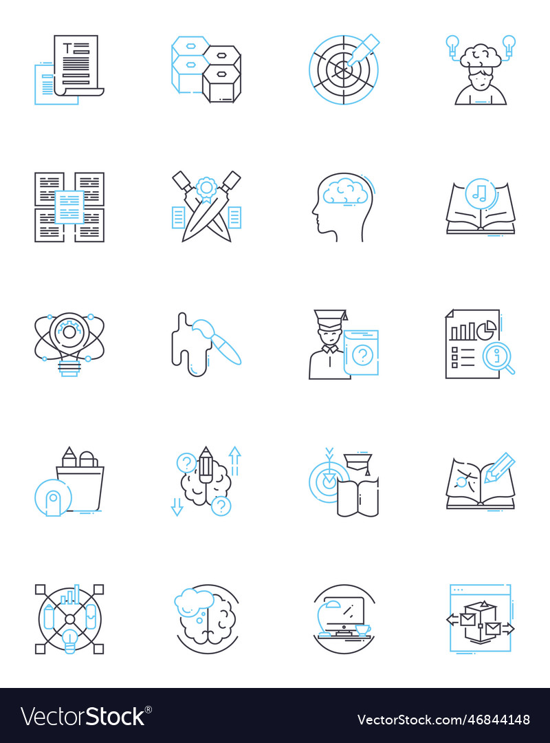 Data writing linear icons set analysis excel Vector Image
