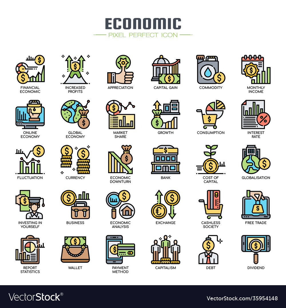 Econimic elements thin line and pixel perfect Vector Image