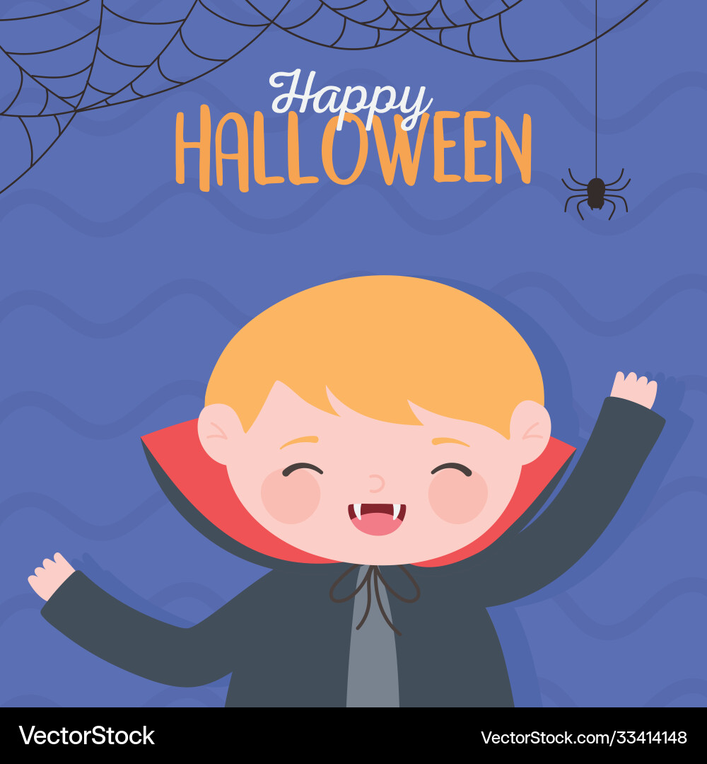 Happy halloween dracula boy costume character Vector Image