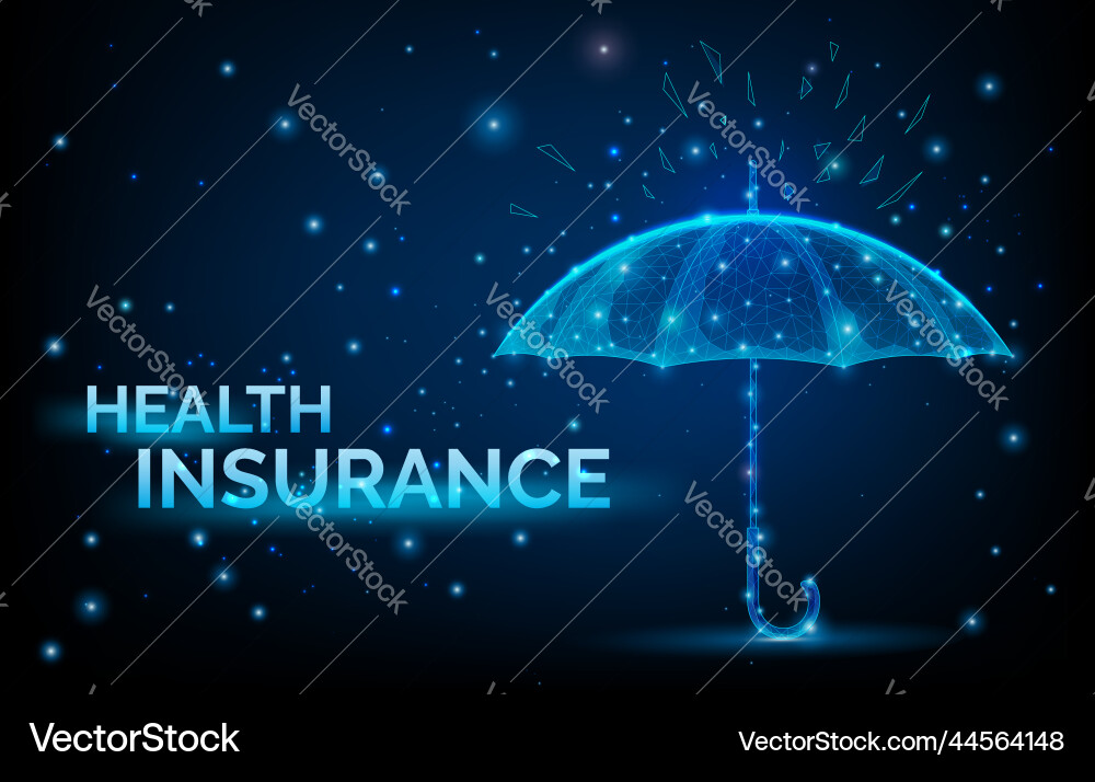 Health insurance - umbrella in low poly wireframe Vector Image