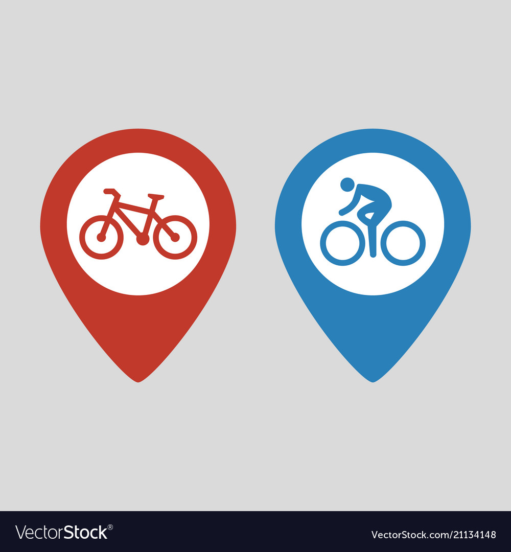 Map pointer with bicycle icon Royalty Free Vector Image