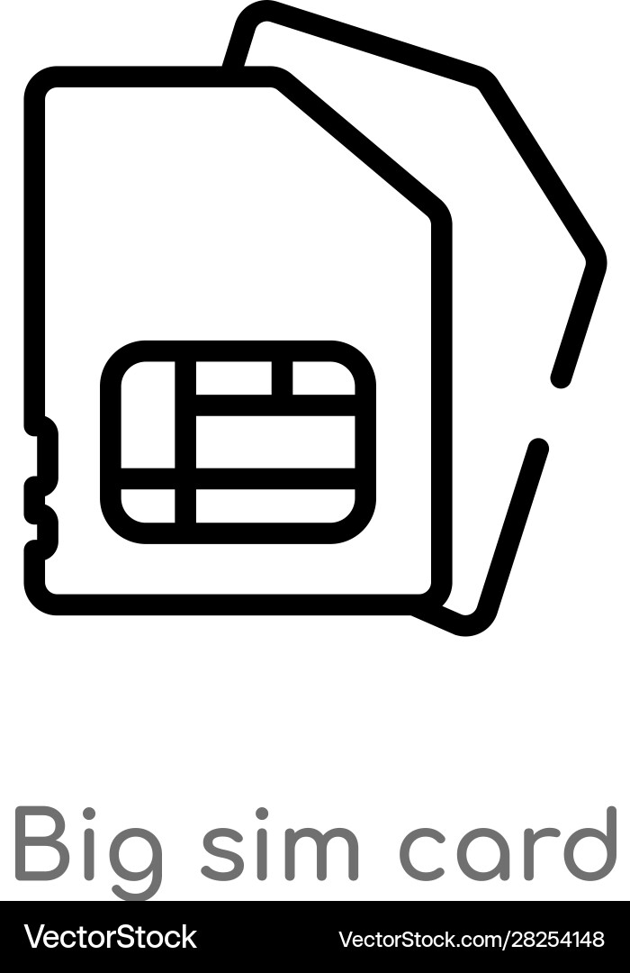 Outline big sim card icon isolated black simple Vector Image