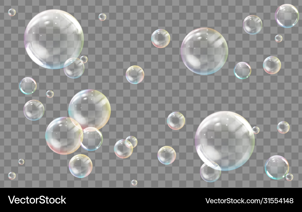 Realistic transparent colored soap or water bubble