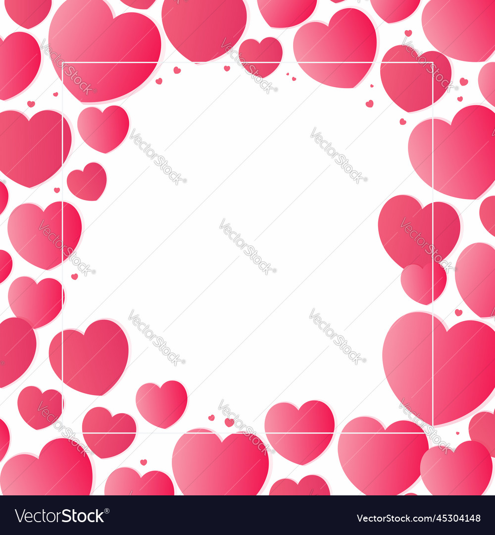 Red pink hearts valentines day frame background Vector Image