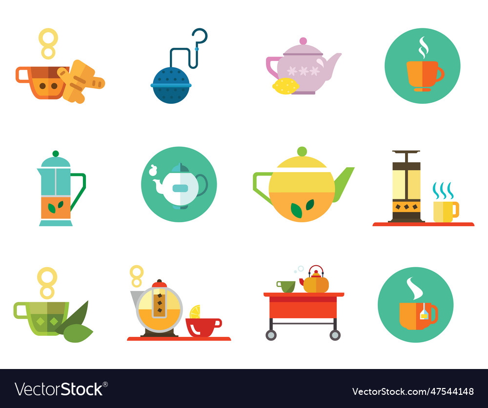 Tea icons set Royalty Free Vector Image - VectorStock Tea icons set Royalty Free Vector Image - VectorStock