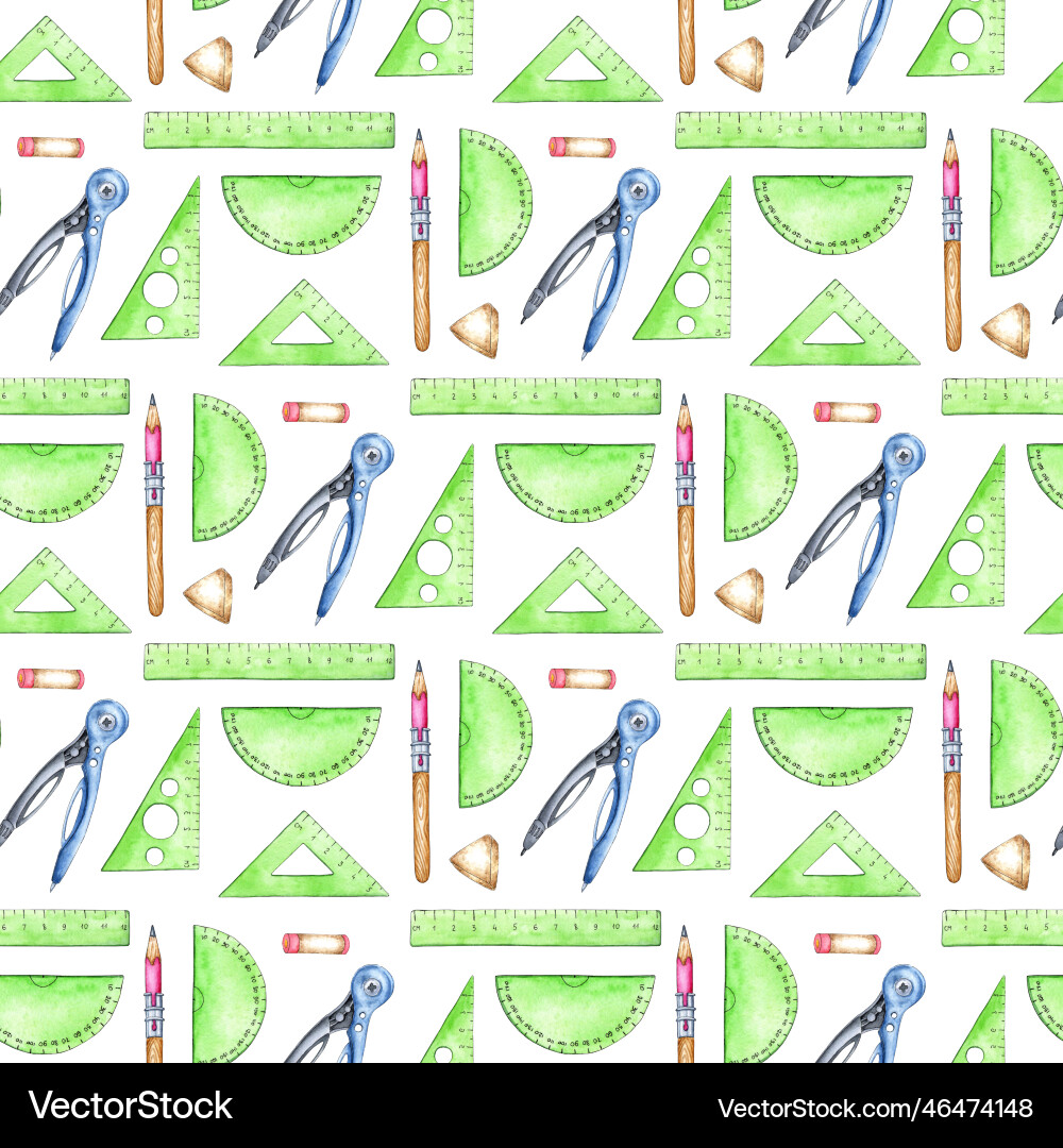 Watercolor of ruler pattern simple pencil Vector Image
