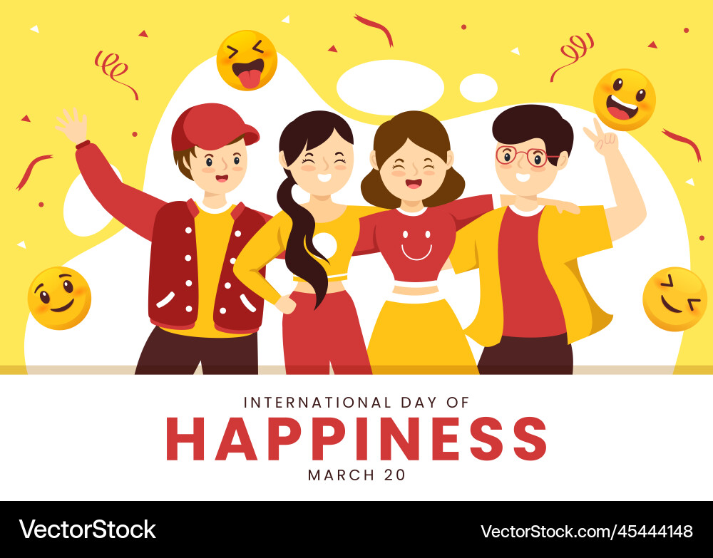 World happiness day celebration with smiling face Vector Image