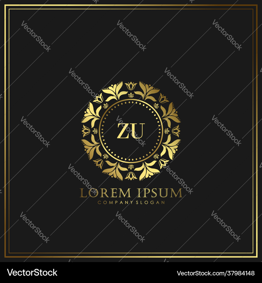 Zu initial letter luxury logo template in art Vector Image