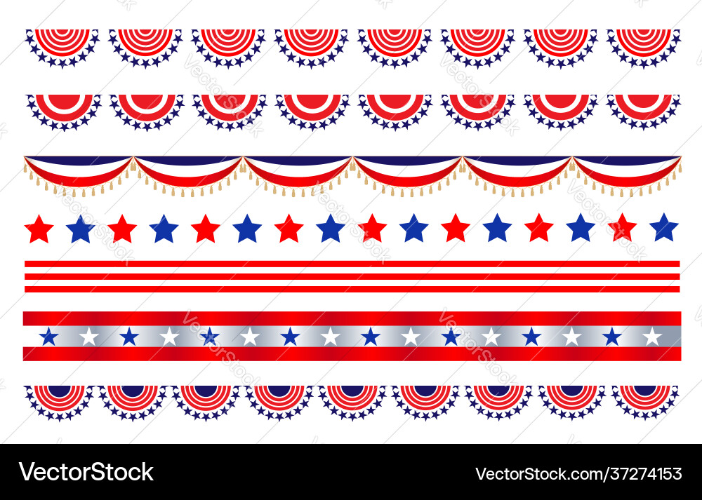 American abstract flag symbols border divider Vector Image