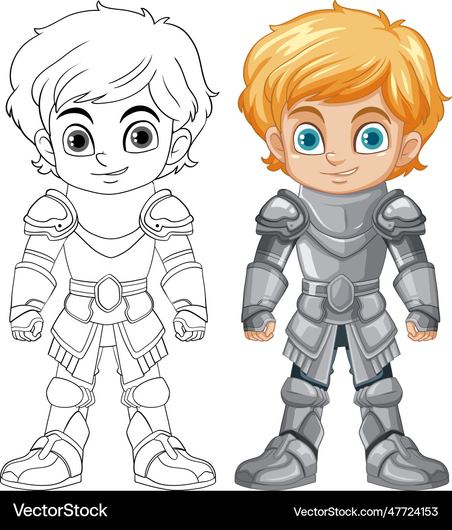 Cartoon knight boy character with doodle Vector Image