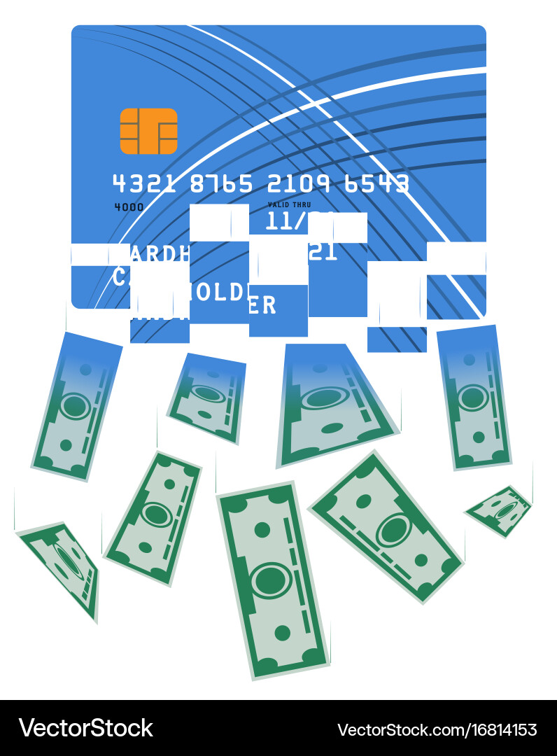 Credit or debit card which is transformed Vector Image