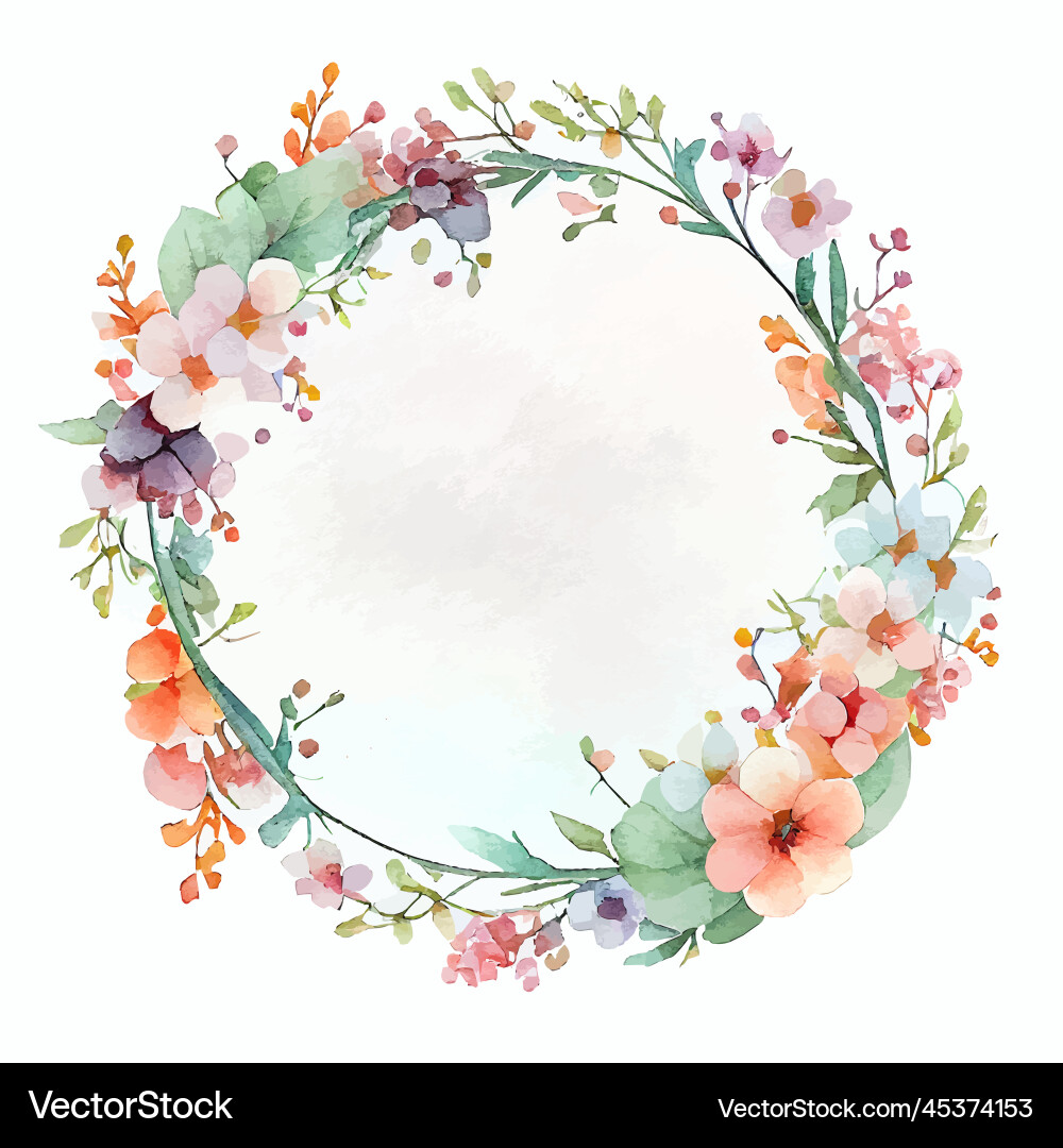 Cute watercolor frame with spring flowers Vector Image