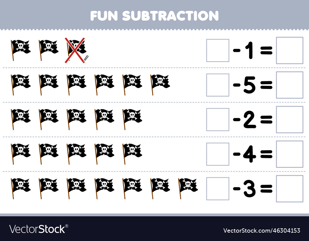 Education game for children fun subtraction Vector Image