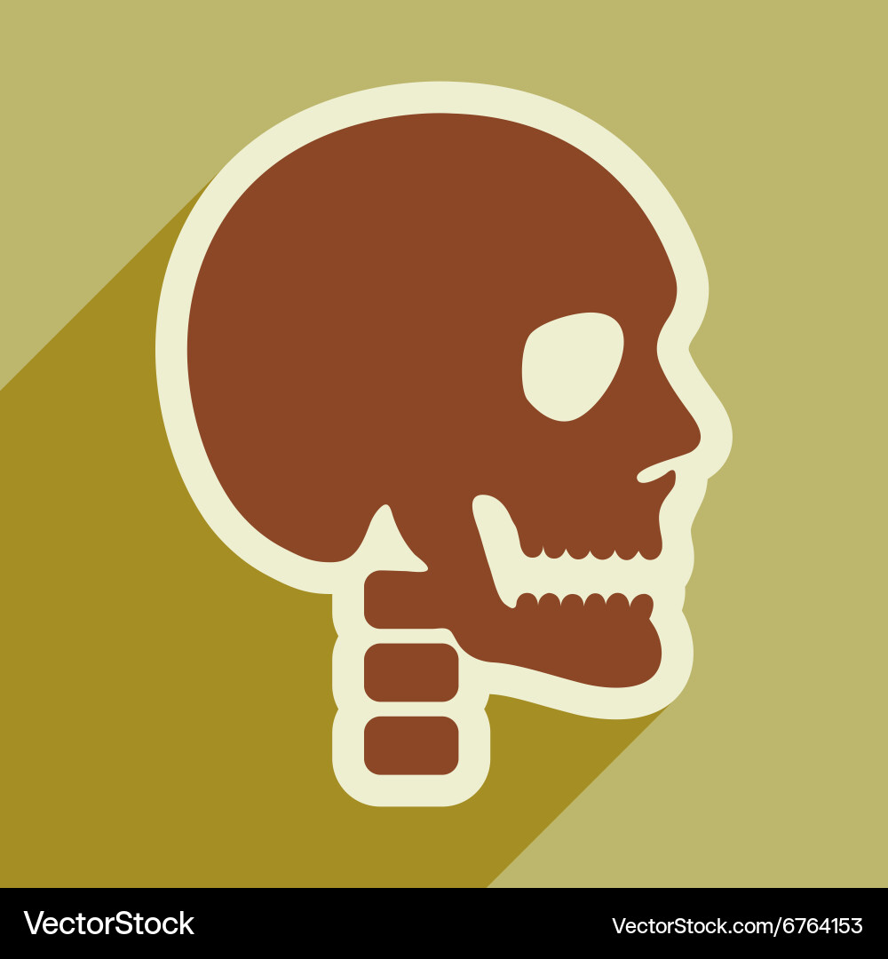 Flat icon with long shadow human skull Royalty Free Vector