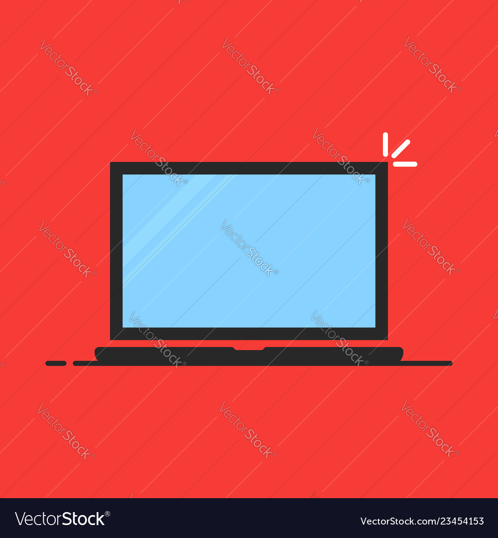 Flat style laptop icon isolated on red Royalty Free Vector Flat style laptop icon isolated on red Royalty Free Vector