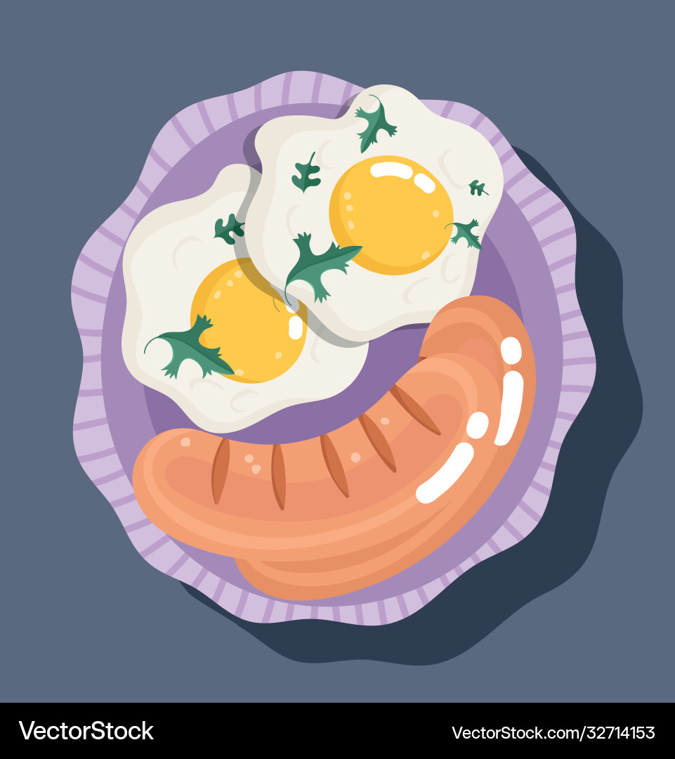 Food dinner in dish menu fresh breakfast bred Vector Image