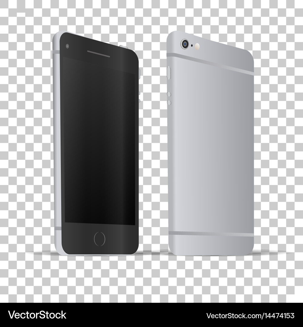 Front and back view of phone Royalty Free Vector Image