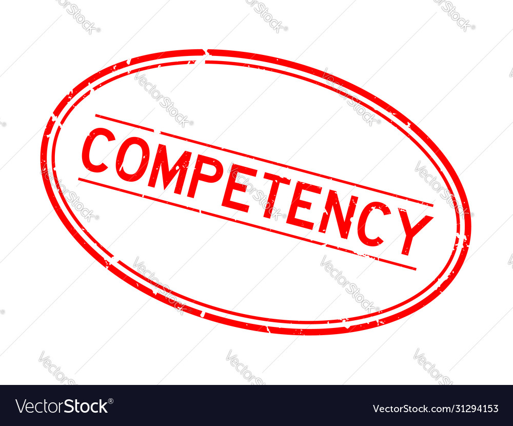 Grunge red competency word oval rubber seal stamp Vector Image