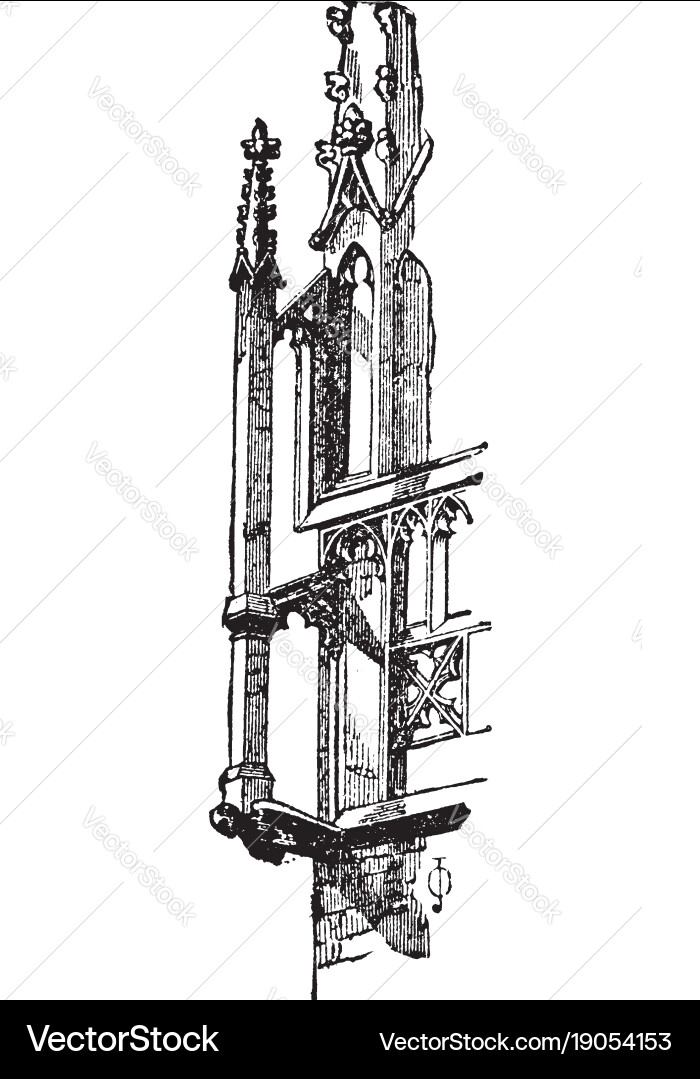 Hanging buttress regular vintage engraving Vector Image