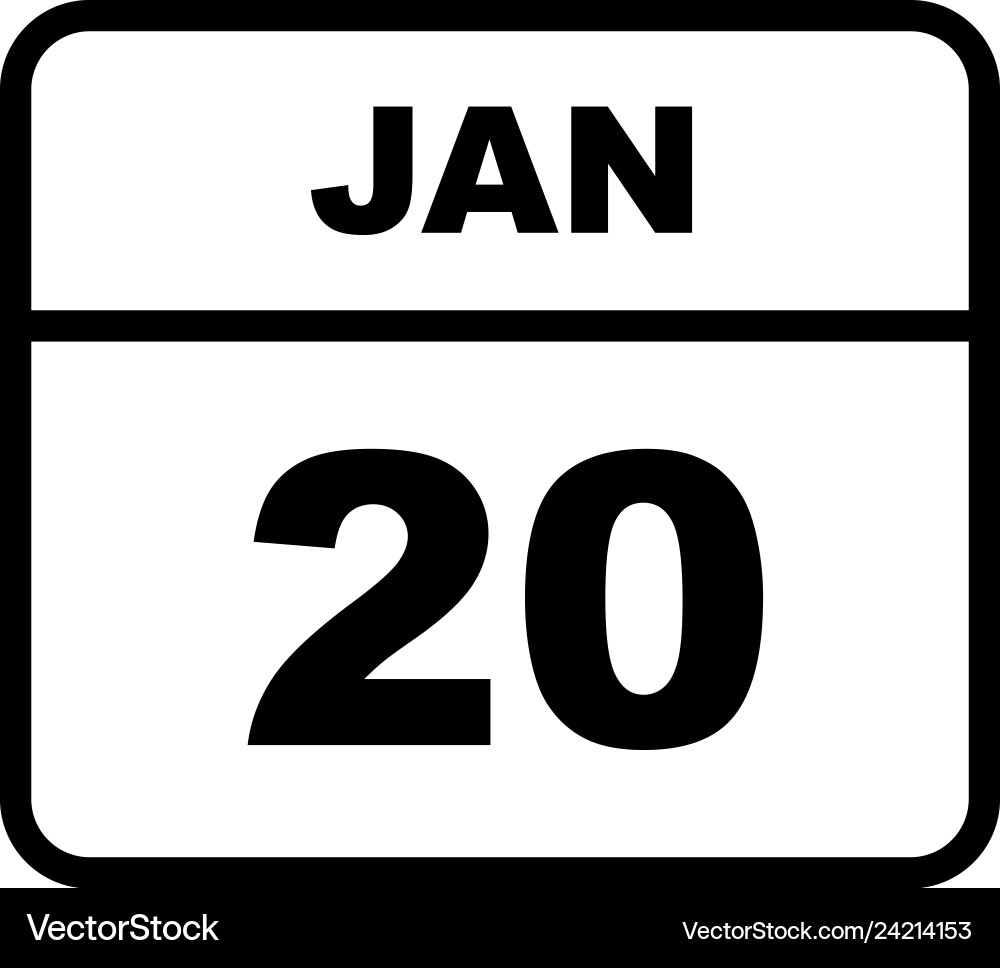 January 20th date on a single day calendar Vector Image
