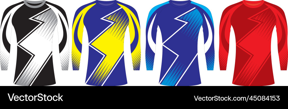 Mma full sleeve rash guards mock ups Royalty Free Vector