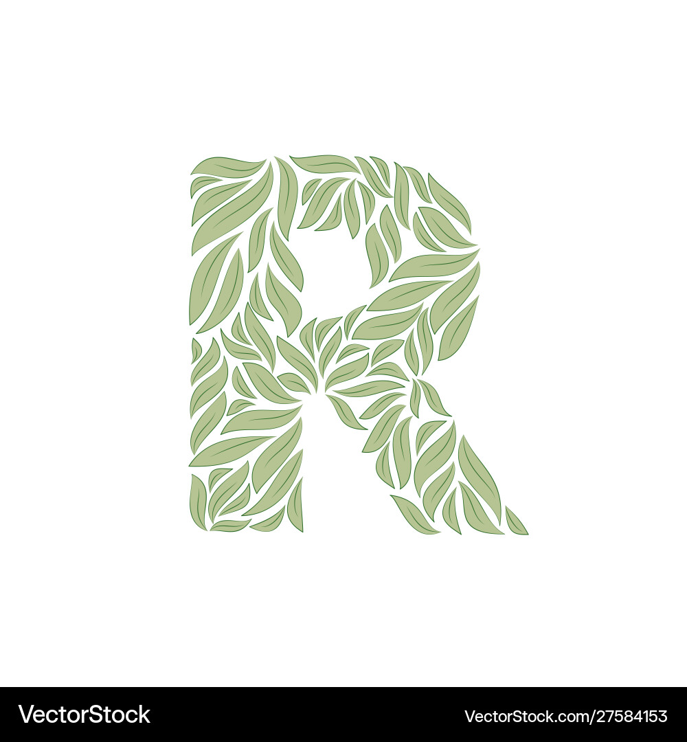 Ornamental letter r on white Royalty Free Vector Image
