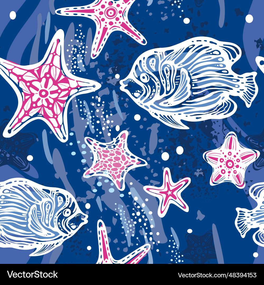 Seamless fashion pattern on a marine theme Vector Image