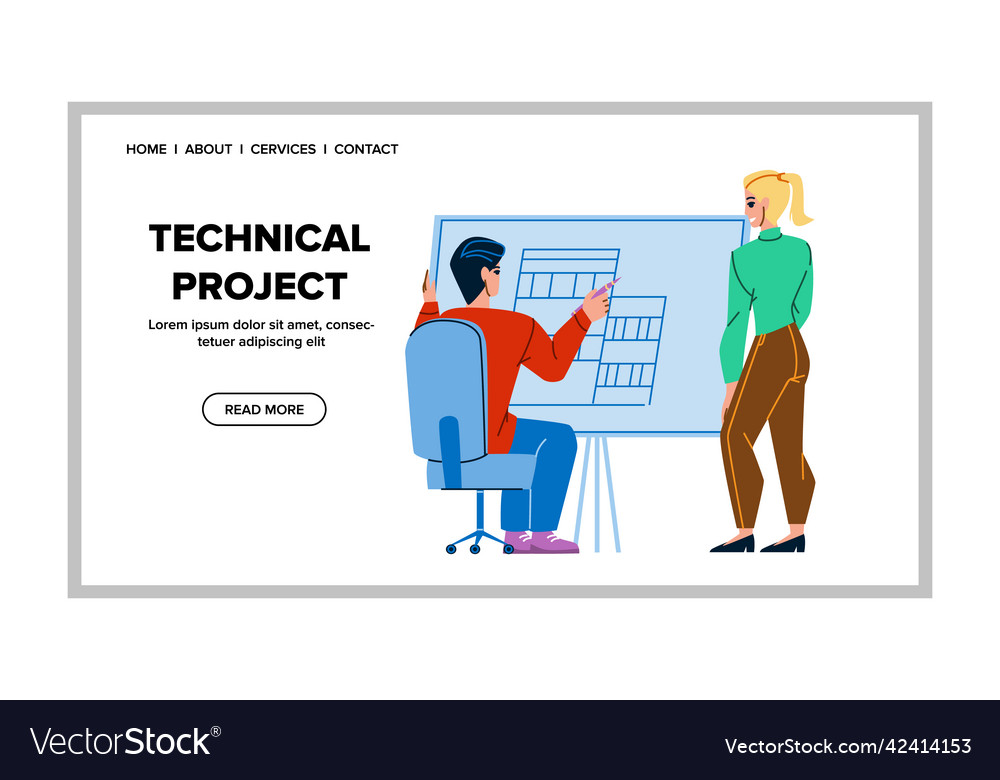 Technical project developing colleagues Royalty Free Vector