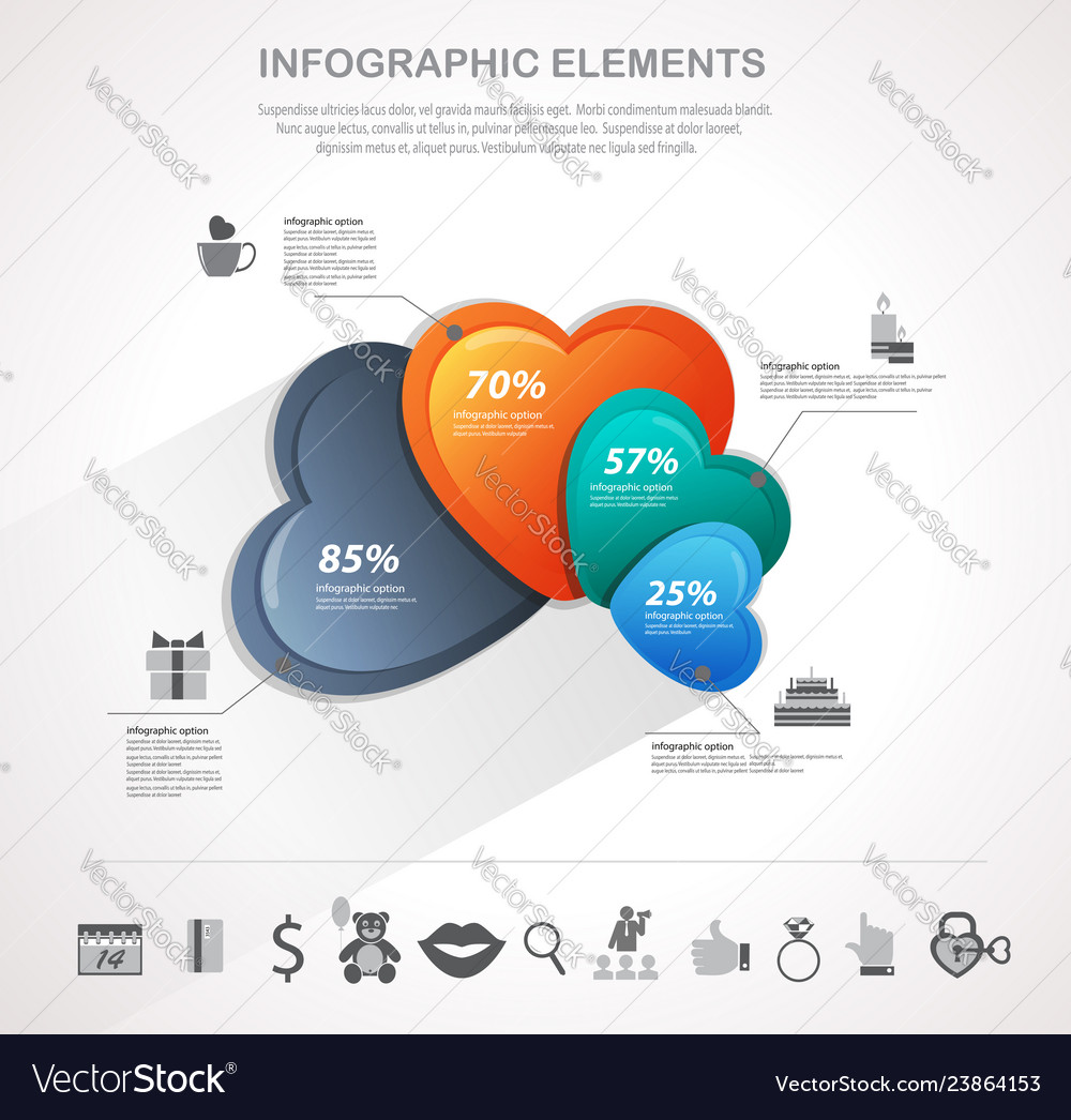 Valentines day hearts infographics Royalty Free Vector Image