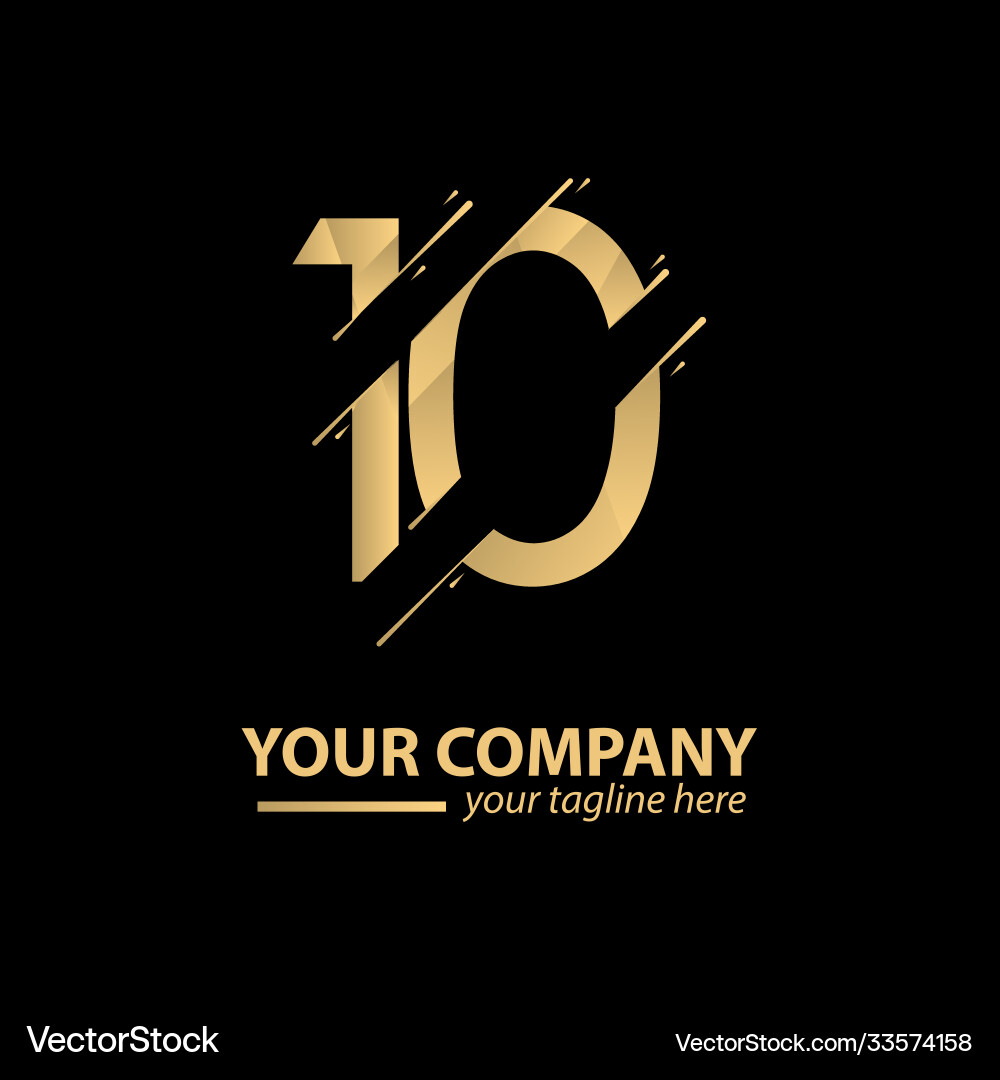 10 year anniversary luxury gold template design Vector Image