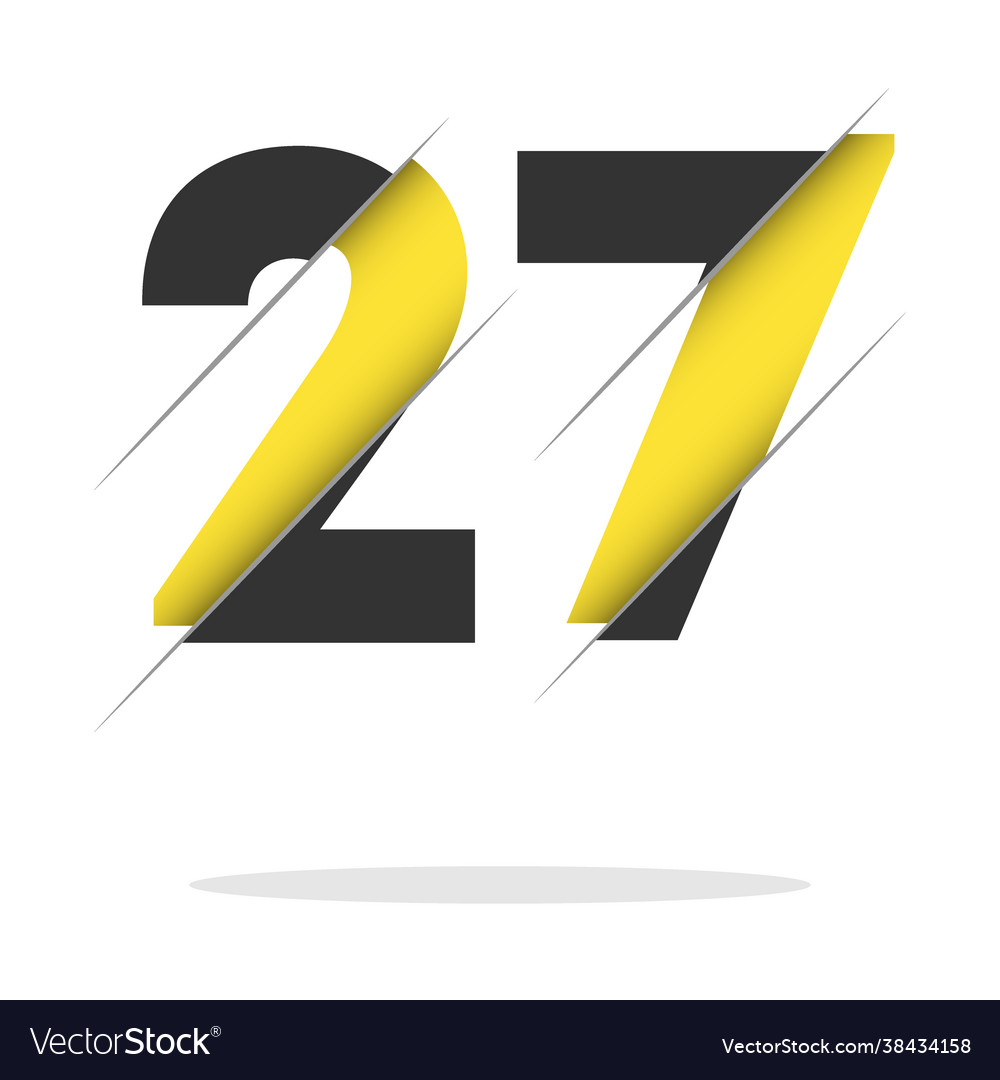 27 2 7 number logo design with a creative cut Vector Image