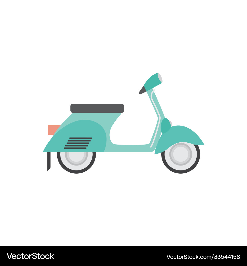 Blue retro scooter or motorcycle icon flat Vector Image