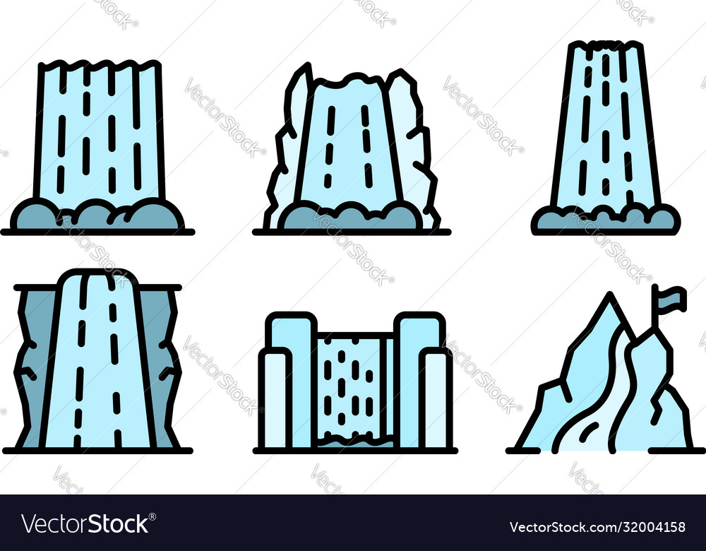 Cascade icons set flat Royalty Free Vector Image