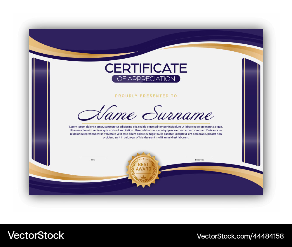Certificate the template of form Royalty Free Vector Image