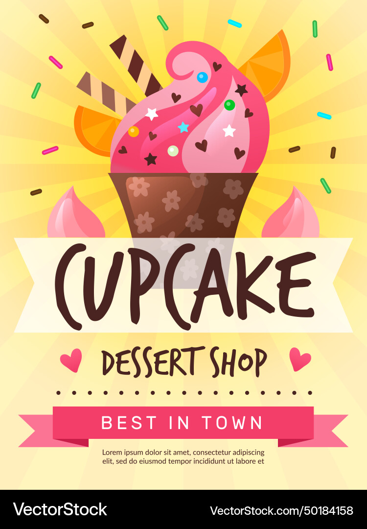 Cupcakes poster decorative placard with personal Vector Image