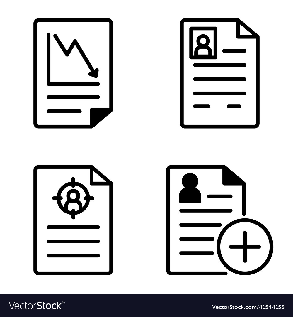 Docs1-2 flat icon set isolated on white background